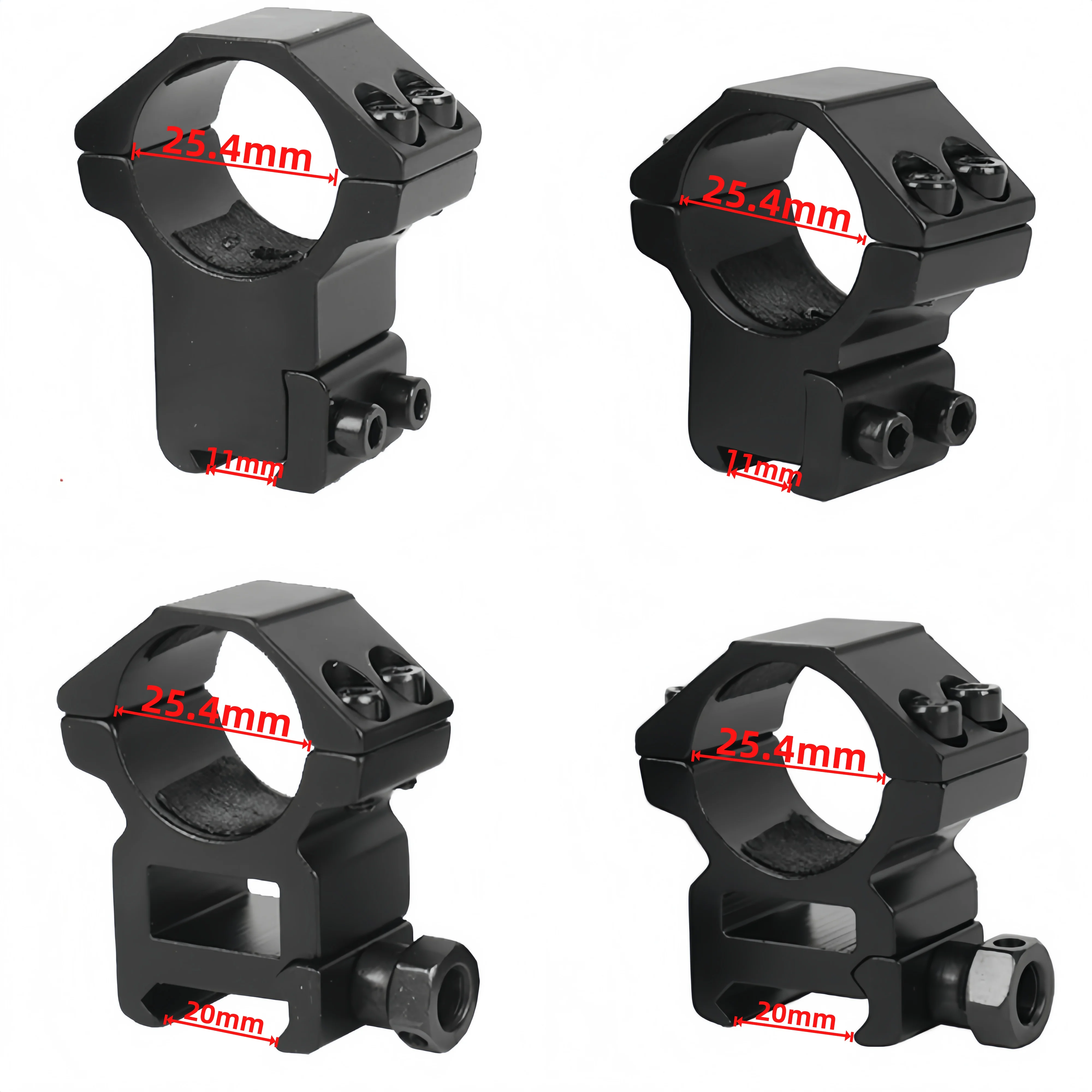 2PCS Hunting Rifle Scope Mount Ring for Dia 25.4mm 30mm Tube Scopes ...