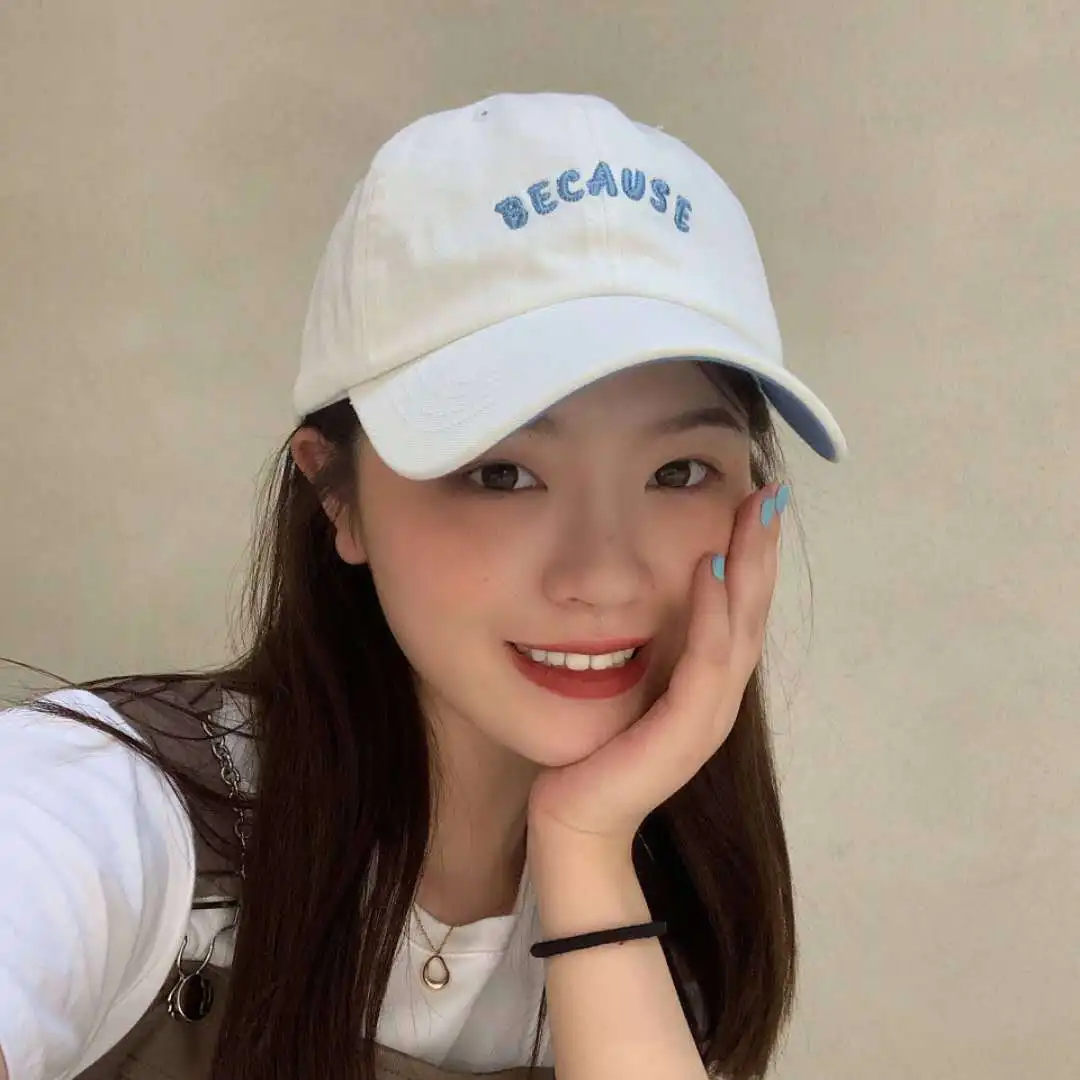 All match BECAUSE Embroidery Solid Breathable Women Girls Baseball Hats ...