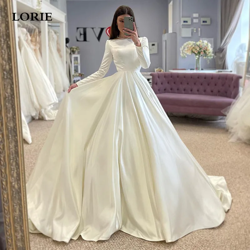LORIE-Princess-Wedding-Dresses-A-Line-Boat-Neck-Bridal-Gowns-Long ...