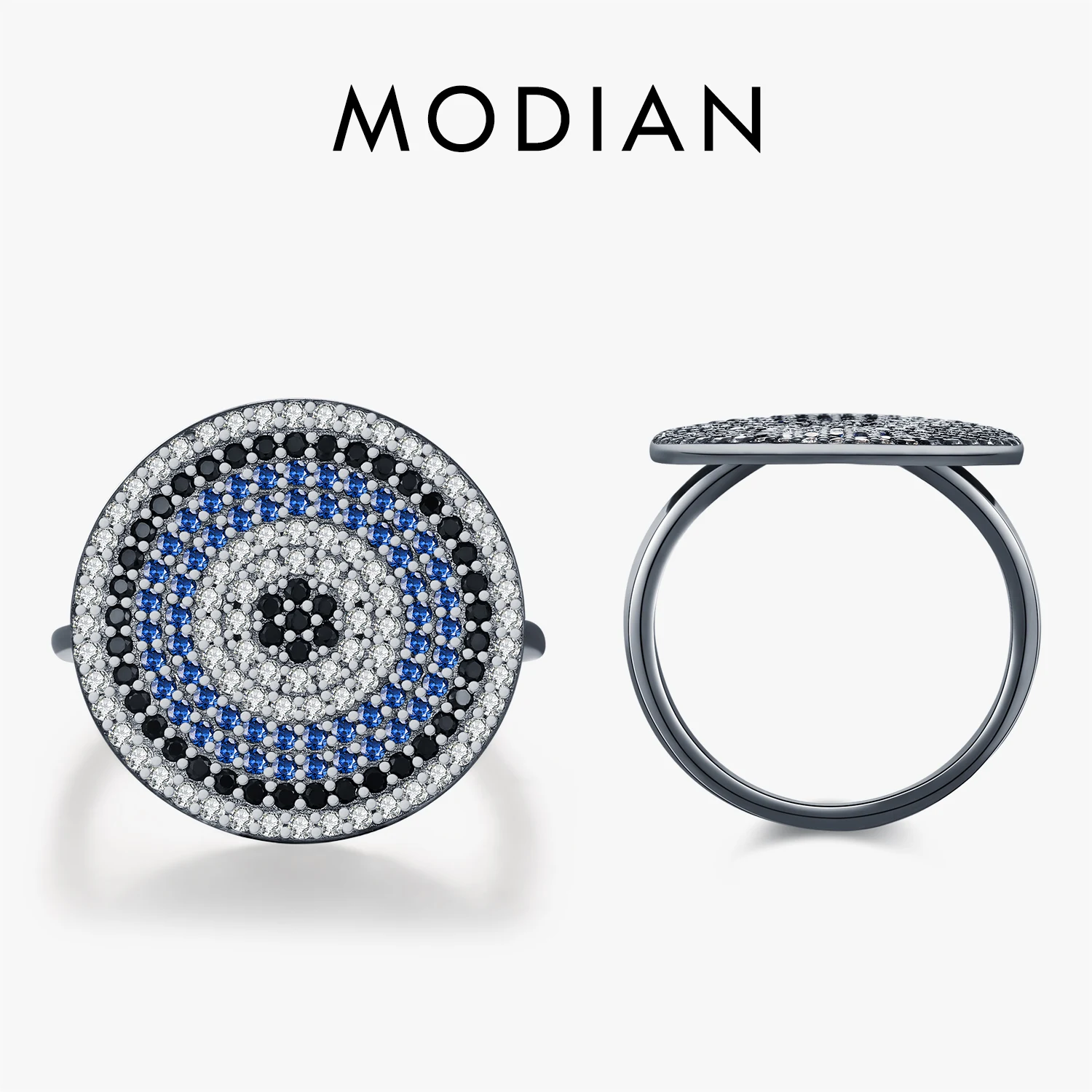 MODIAN 925 Sterling Silver Luxury Retro Zirconia Round Eyes Finger ...