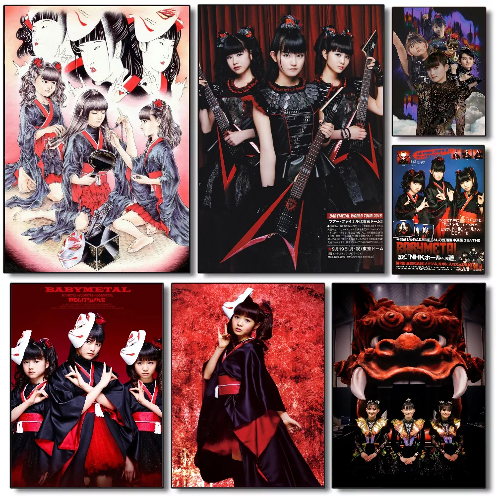 B-Babymetal Pop Group Music Star Poster HD art sticky wall waterproof ...