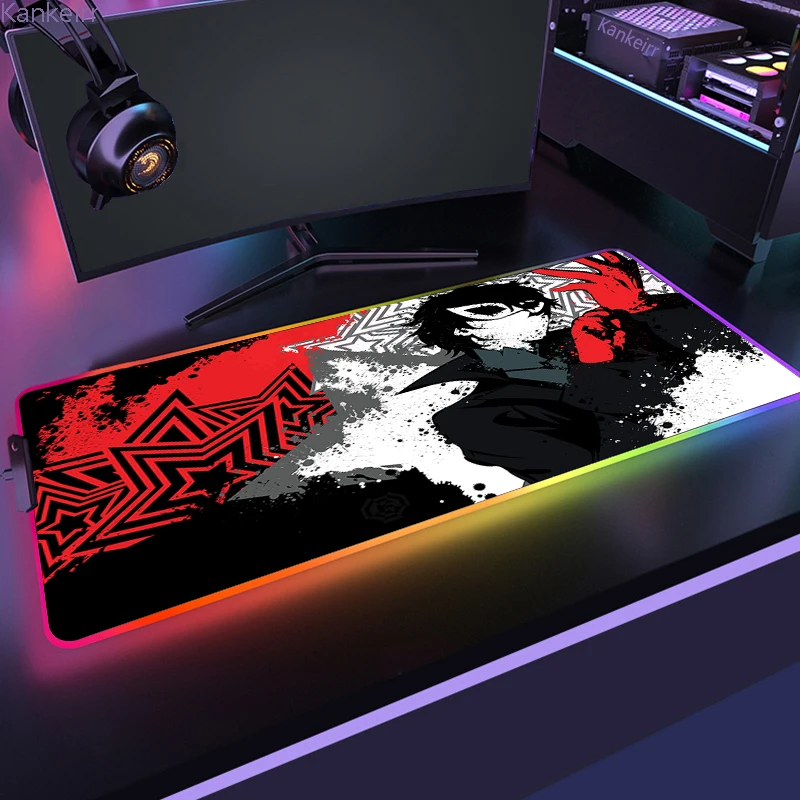 Rgb Gamer Cabinet Persona 5 Backlight Deskmat Led Cool Mousepad 900x400 ...