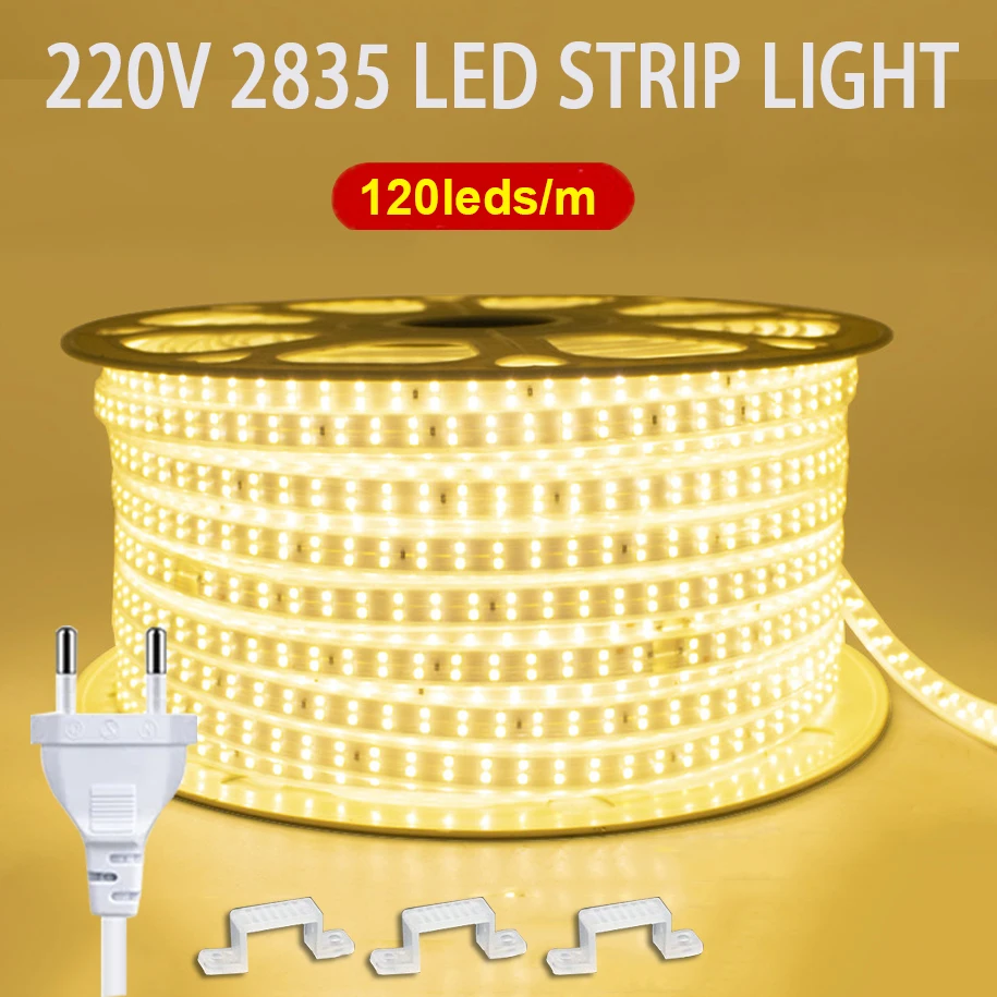 220V-Led-Strip-120Leds-With-Eu-Plug-Flexible-Ribbon-Light-Waterproof ...