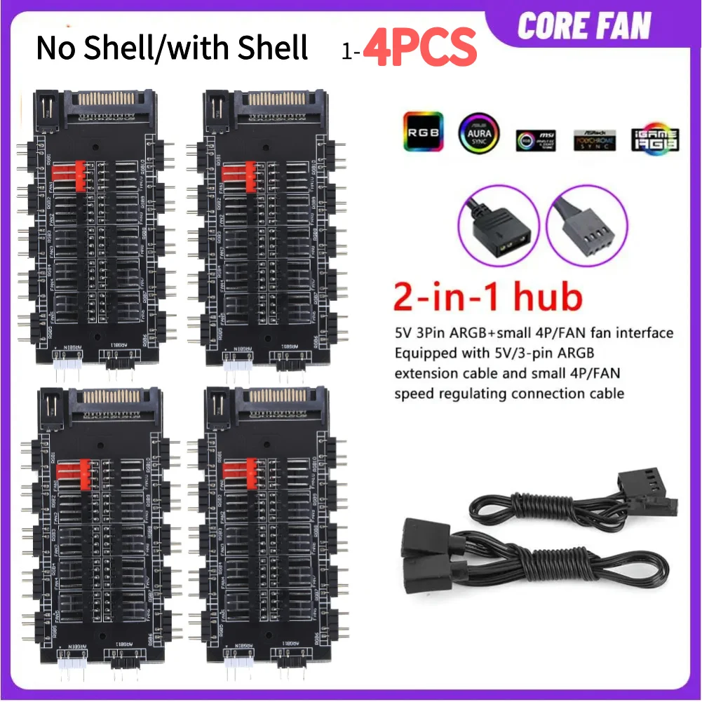2-in-1-Fan-LED-Controllers-5V-3PIN-ARGB-SATA-Power-Splitter-Adapter-12V ...