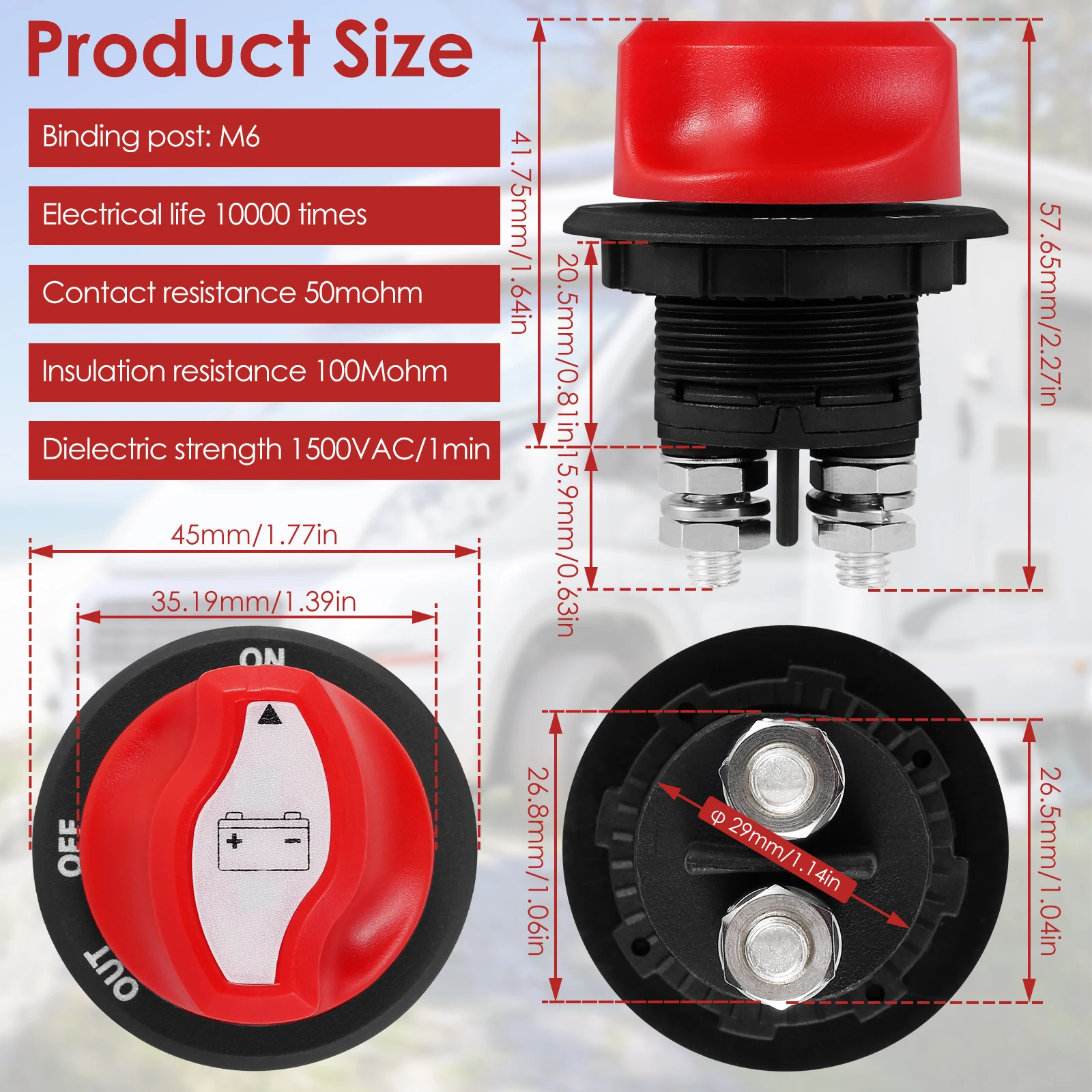 12v Isolator Disconnect Switch, FUKPO Battery Isolator Switch 12V-48V ...