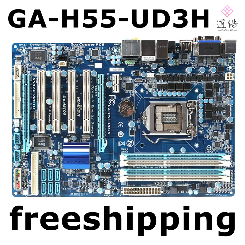 For-Gigabyte-GA-H55-UD3H-Motherboard-16GB-LGA-1156-DDR3-ATX-Mainboard ...