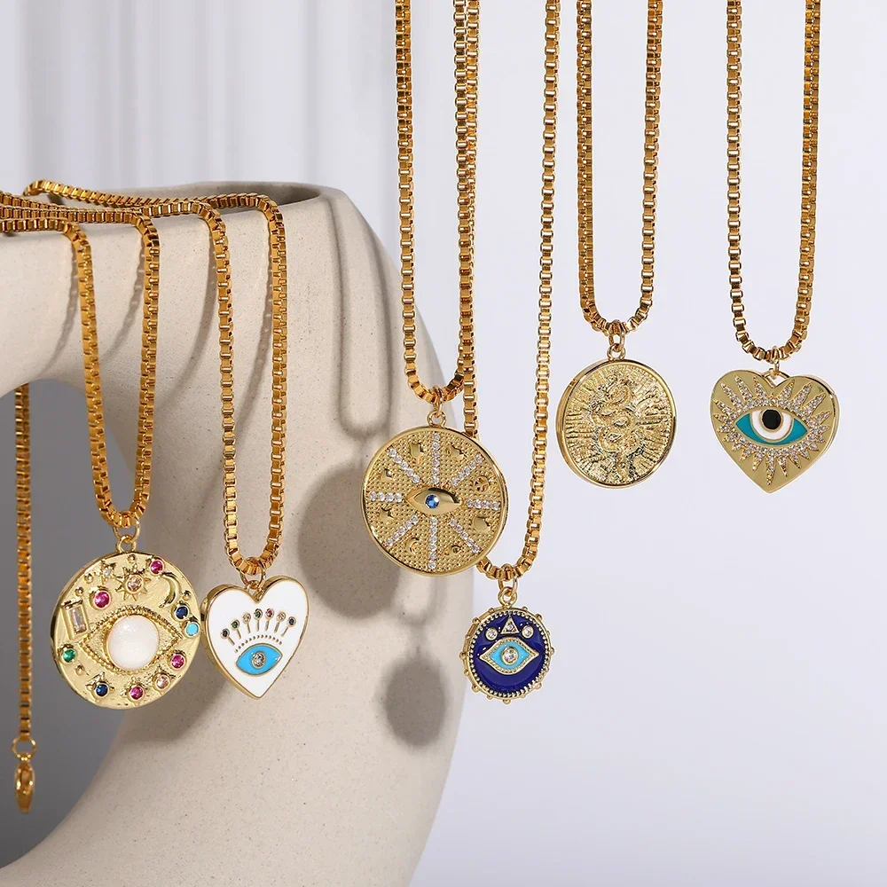 Heart-Turkish-Evil-Blue-Eye-Pendant-Necklace-for-Women-Greek-Gold-Color ...