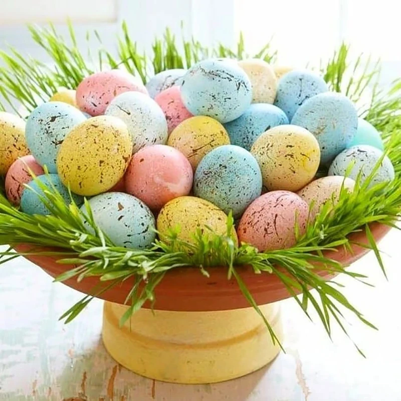 Foam Easter Eggs Happy Easter Decor Painted Bird Pigeon Eggs DIY Craft ...