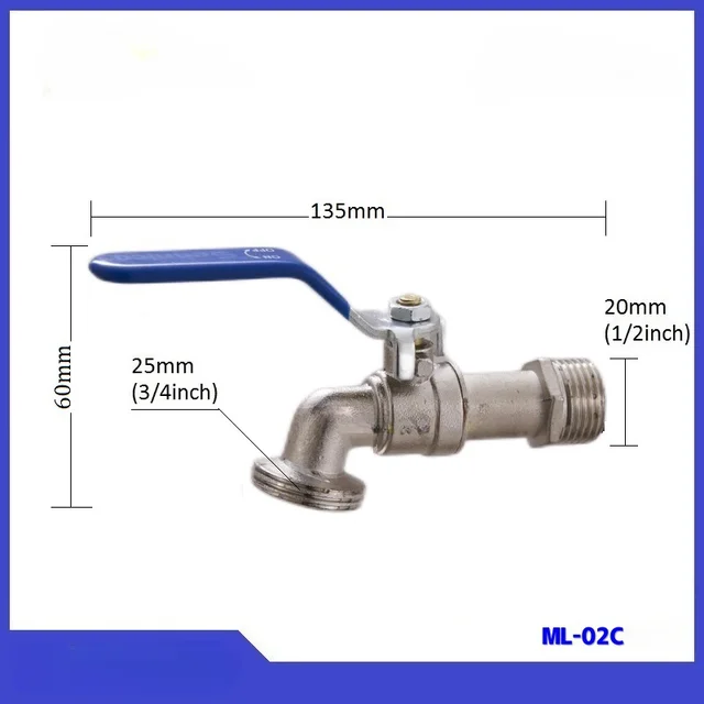 1/2'' x 16mm 3/4'' Garden Lever Tap Outdoor Water Faucet Long Handle 2 ...