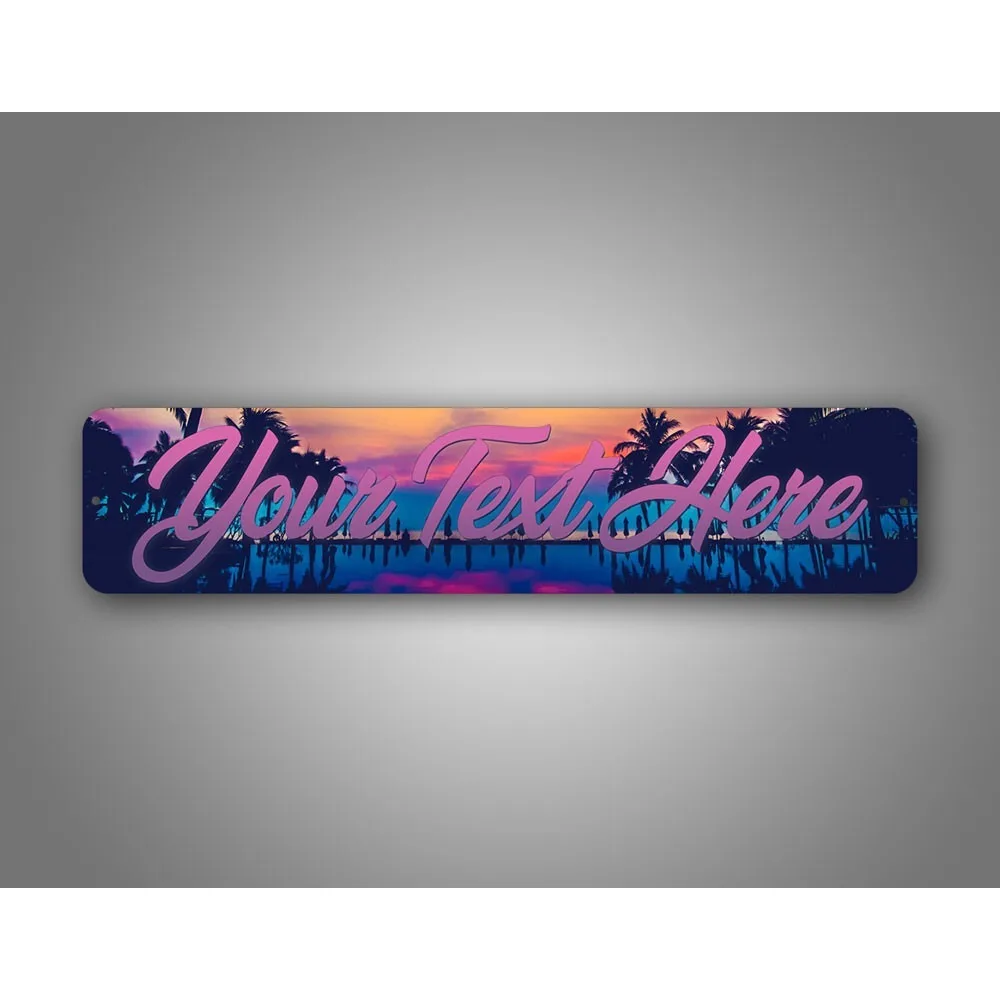 Customizable 4"x16" Tropical Background Street Sign, Novelty Road Decor ...