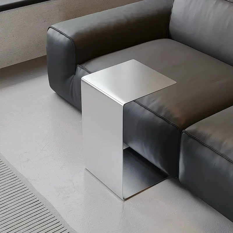 Italian Minimalist Stainless Steel Iron Edge Table Movable Corner Table ...