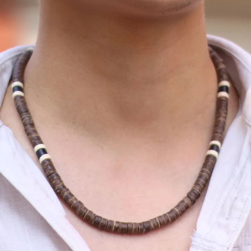 Novit-In-collana-da-uomo-In-legno-naturale-collare-corto-da-19-pollici ...