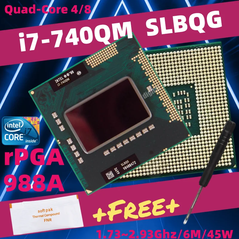 코어 i7 740QM 720QM 820QM 840QM 쿼드 코어 CPU 소켓 G1 PGA988 HM55 HM57 QM57 ...