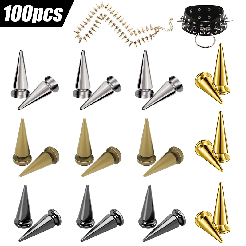 Shwakk 100pcs Punk Rivets Screw Back Studs And Spikes For Clothes Cool ...