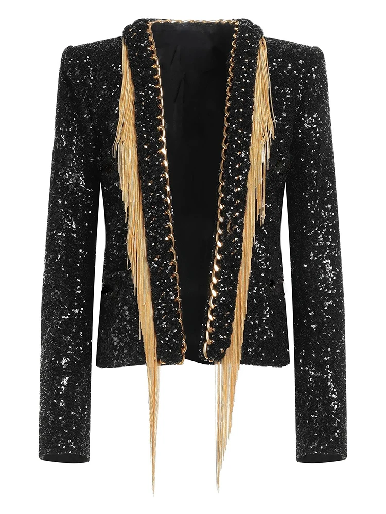 HIGH-STREET-Newest-2024-Designer-Fashion-Women-s-Tassel-Chains-Sequined ...