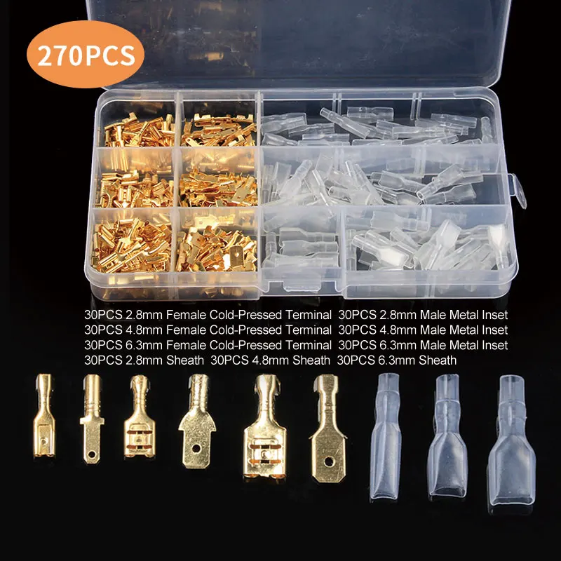 120/180/270Pcs Insulated Electrical Wire Crimp Terminals Set 2.8/4.8/6 ...