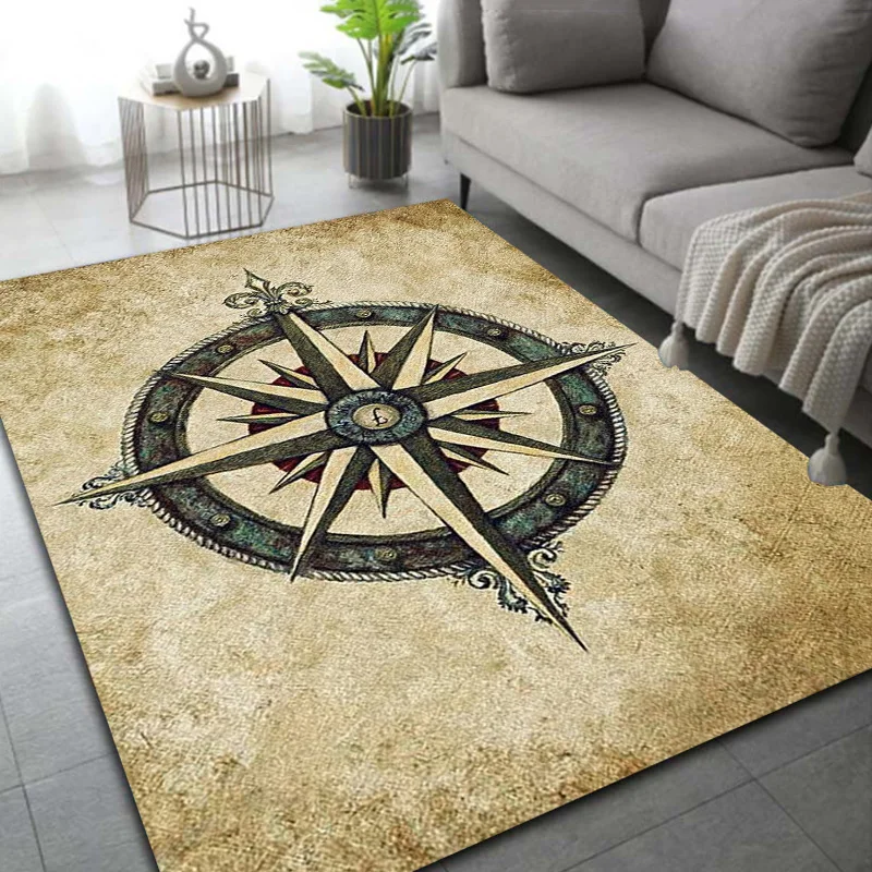 Retro-Compass-Map-World-Map-Area-Rug-Carpet-Rug-for-Living-Room-Bedroom ...