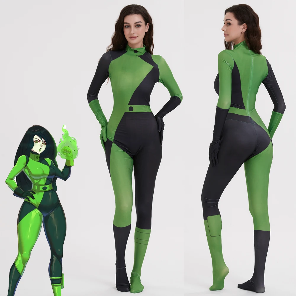 Movie Kim Cosplay for Girls Shego Cosplay Jumpsuit Halloween Costume ...