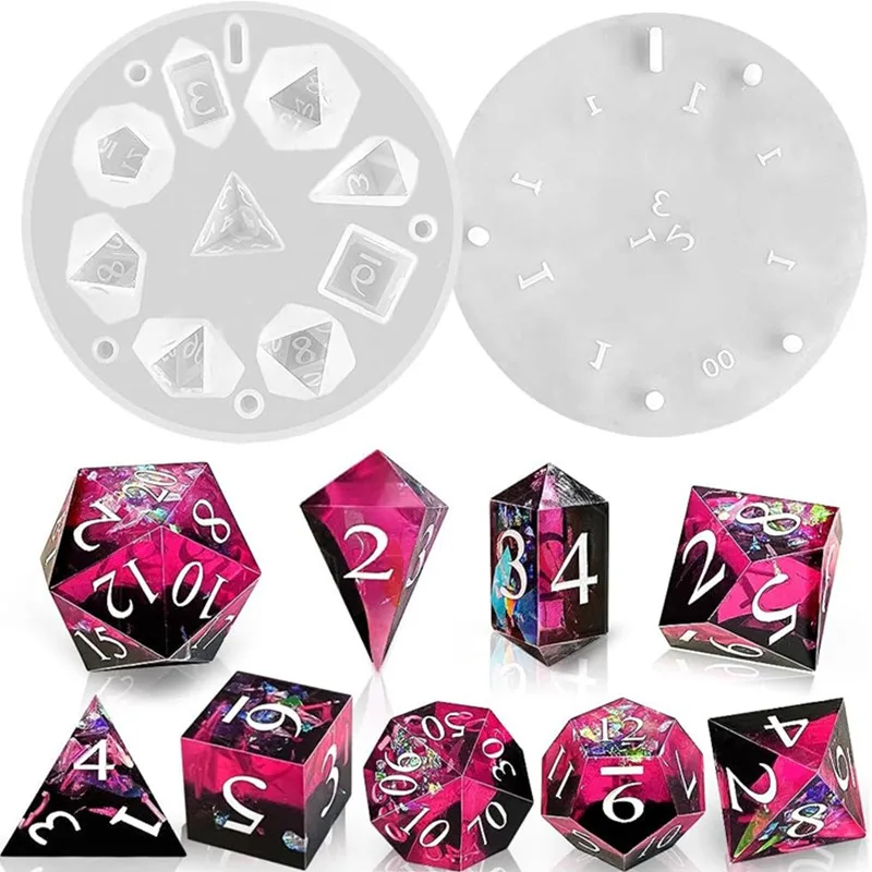 DIY DND Sharp Edge Dice Silicone Mold for 9Pcs Resin Dice Mold ...