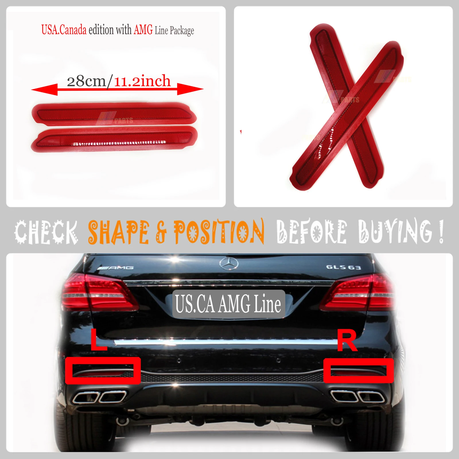 Rear-Reflector-For-16-17-Mercedes-Benz-GLS-X166-A1668205700-A1668205800 ...