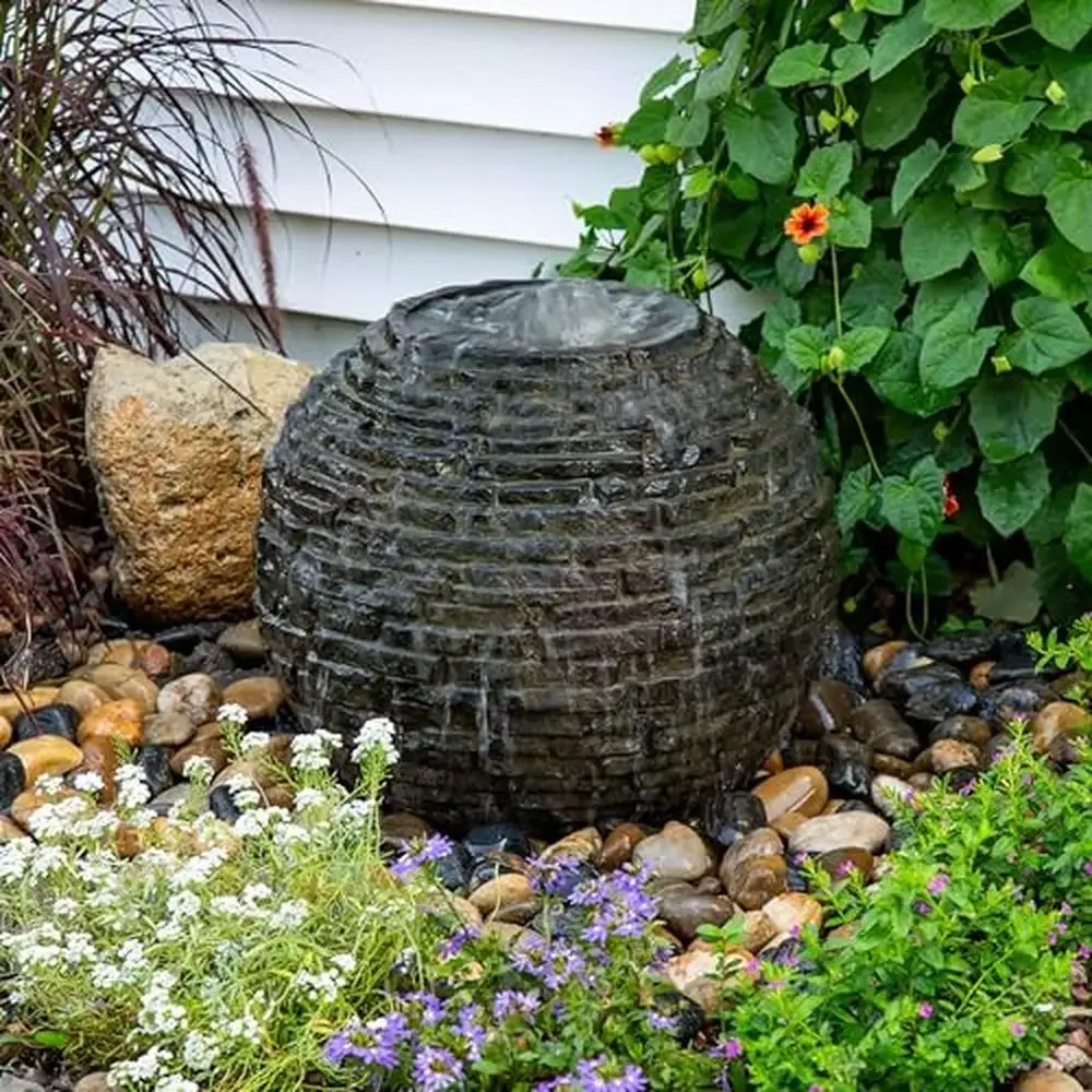 18-Dia-46cm-Stacked-Slate-Sphere-Fountain-Kit-Outdoor-Natural-Elegance ...