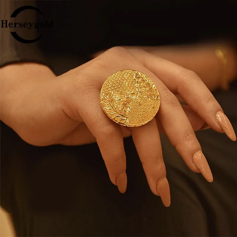 New-Resizable-Big-Ring-for-Women-African-Dubai-Gold-Plated-Exaggerated ...