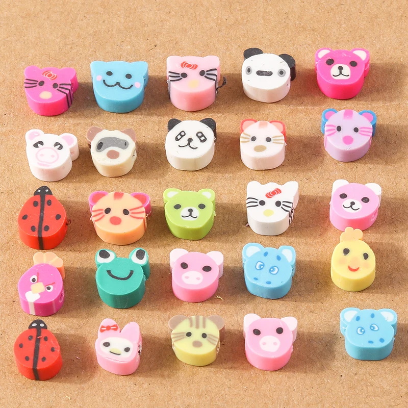 Cute Cartoon Fruit Animals Pendants Polymer Clay Spacer Loose Beads for ...