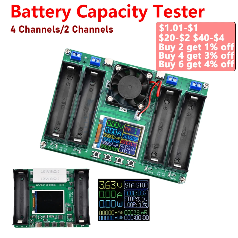 LCD Display Battery Capacity Tester MAh MWh Lithium Battery Digital ...