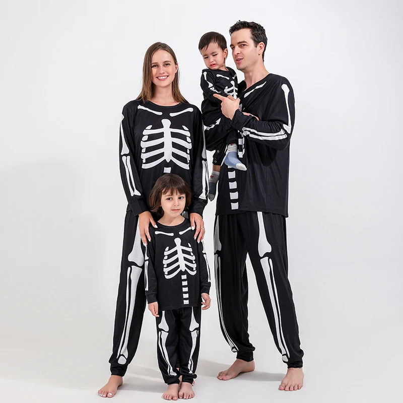 Halloween Scary Skeleton Costume Adult Kids Family Horror Skull ...