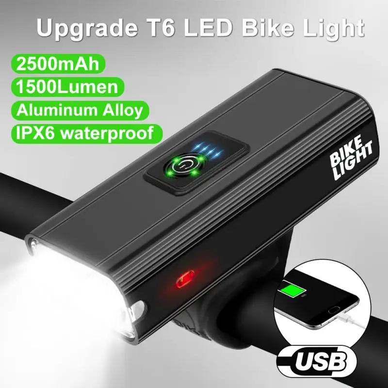 1500-Lumen-T6-LED-Lantern-Bike-Lights-Front-And-Back-Rechargeable-Light ...
