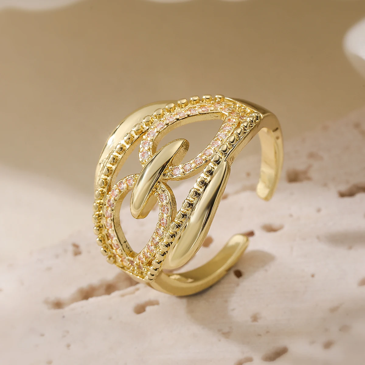 NEWBUY-Trendy-Gold-Color-Hollow-Design-Ope-End-Rings-For-Elegant-Women ...