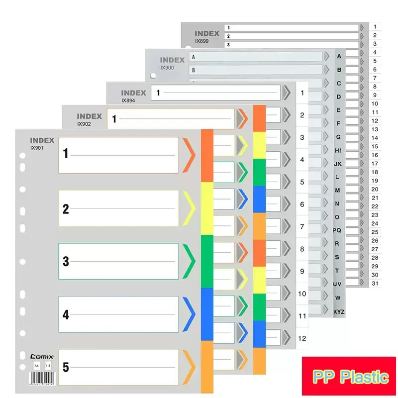 Colorful-A4-File-Separators-Archivador-A4-Binder-Spacers-PP-Plastic ...