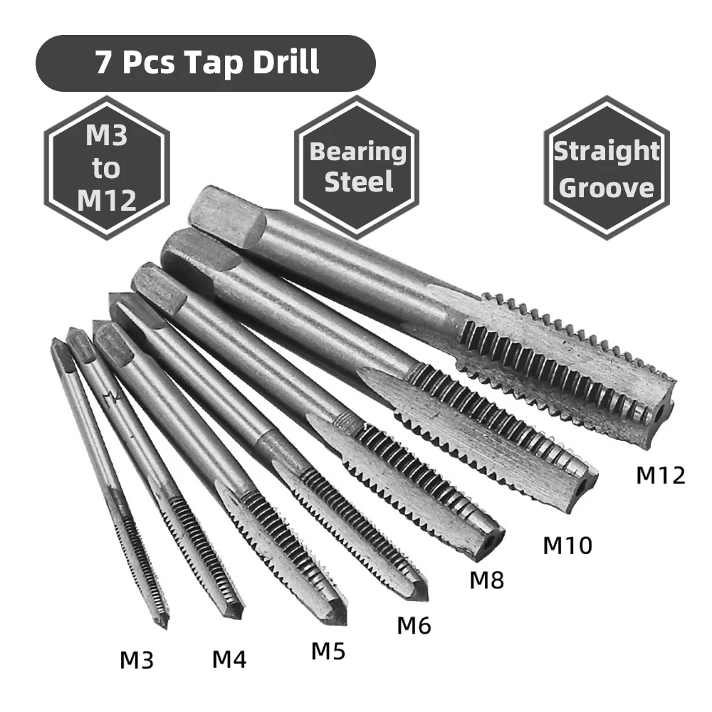 7/5pcs Male Thread Tap Set Metal Meters Drill Bit M3 M4 M5 M6 M8 M10 ...