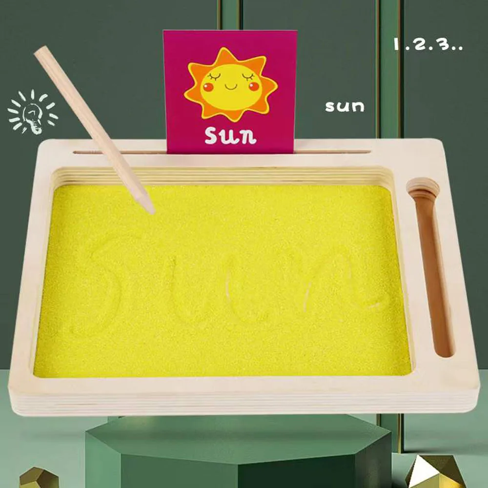 Sand Tracing Tray Montessori Letter Formation Sand Tray With Wooden Pen Sand Tracing Tray Montessori Letter Formation Sand Tray With Wooden Pen