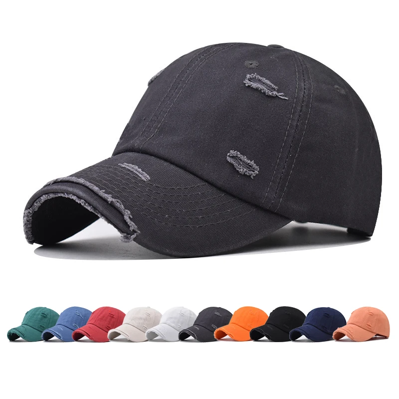 Baseball-Cap-Snapback-Hat-Ripped-baseball-cap-Pure-color-baseball-cap ...