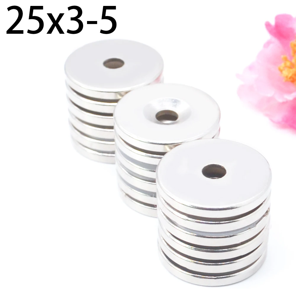 1-5-10-20-200pcs-25-3-25x3mm-Hole-5mm-N35-Strong-Ring-Magnet-D ...