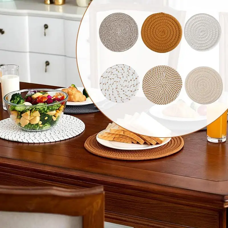Round-Heat-Resistant-Cotton-Mat-Placemats-Set-Heat-Insulation-Mats ...