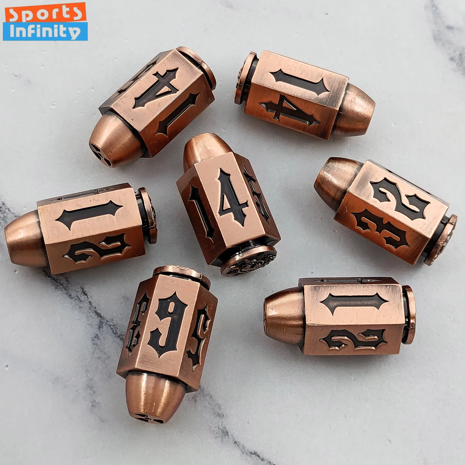 1pc de d6 antigo cobre bala metal dados dnd conjunto para coc trpg rpg ...