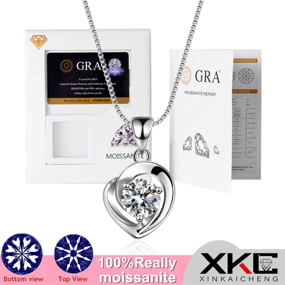 GRA-moissanite-pendant-necklace-platinum-plated-box-six-claw-shaped ...