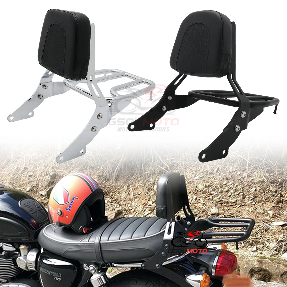 Motorcycle-Rear-Backrest-Sissy-Bar-Luggage-Rack-For-Triumph-Bonneville ...