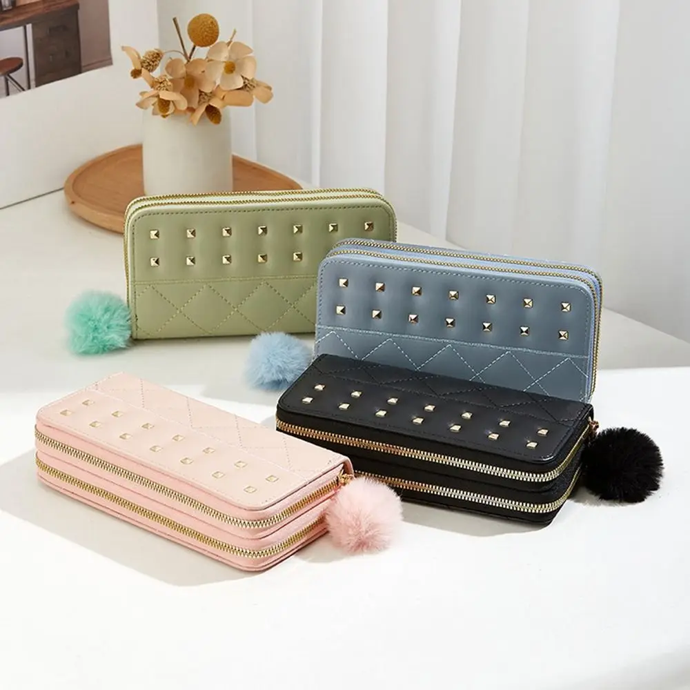 Grid-Rivet-Diamond-Grid-Purse-New-Zipper-Plush-Coin-Pouch-PU ...