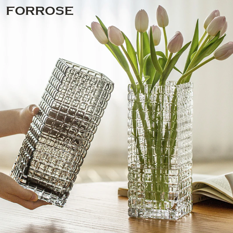 Square Glass Vase With Flowers
