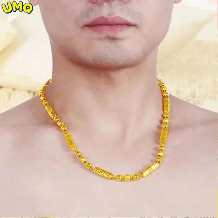 Plated 100% Real Gold 24k 999 Necklace Men's 999 Dominant Personality ...