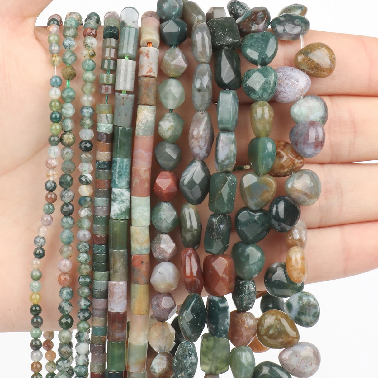Natural Stone Beads Indian Agates Irregular Square Round Faceted Loose ...