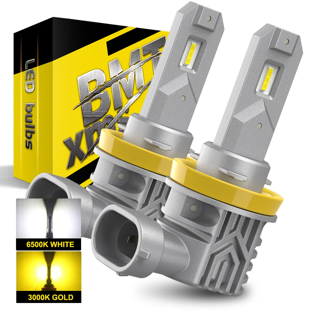 BMTxms 2PCS Switchback H8 H11 H16JP LED Fog Lights Dual Color DRL Lamp ...