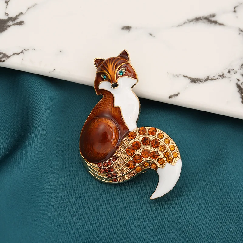 Rhinestone-Enamel-Fox-Brooches-For-Women-Animal-Party-Causal-Brooch ...