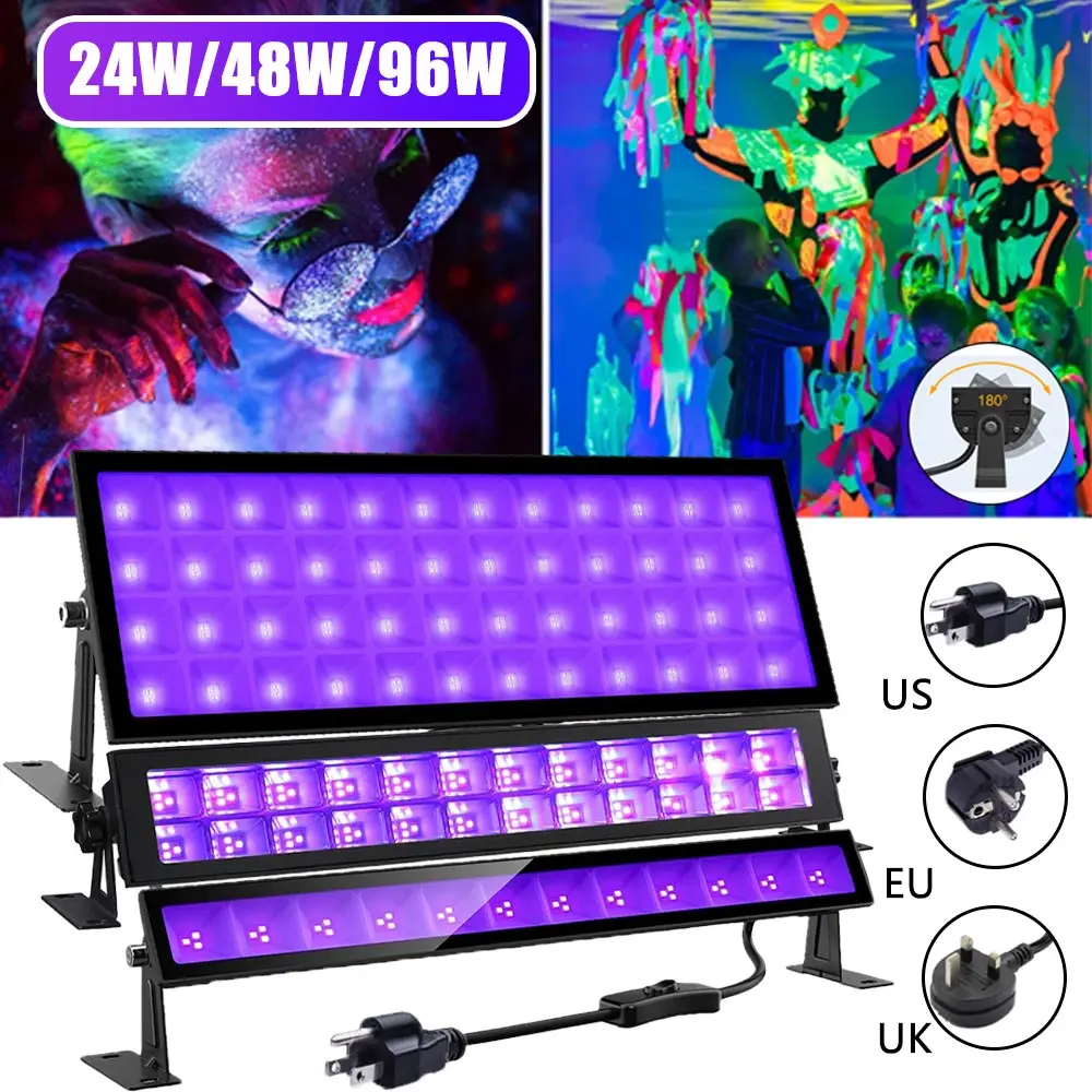UV-LED-Stage-Blacklight-Ultraviolet-24-48-96W-Effect-Light-Flood-Ultravilet-Lamp-Fluorescent ...