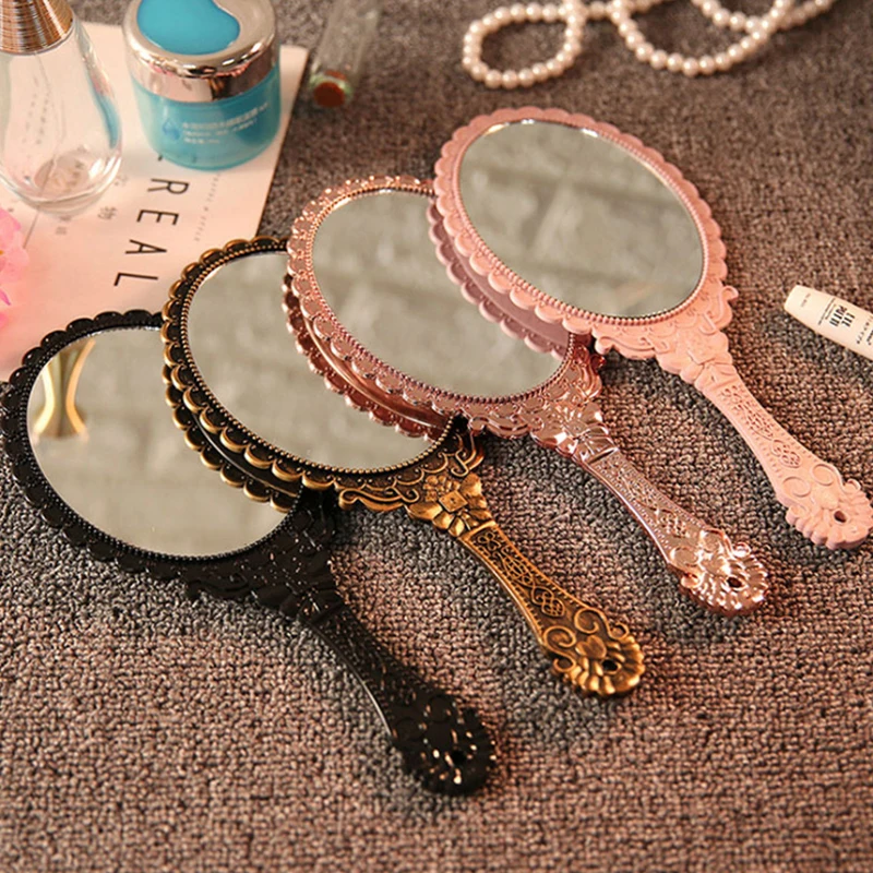 Vintage Carved Handheld Vanity Mirror Makeup Mirror Hand Mirror Handle ...