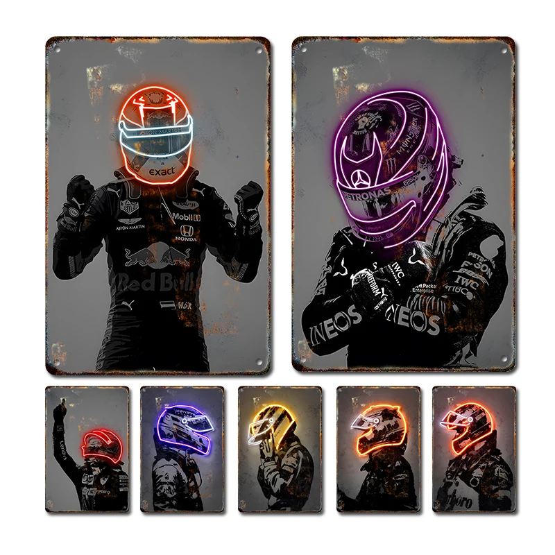 Neon-Effect-Racer-Verstappen-Tin-Sign-Metal-Poster-Red-Team-Racing ...