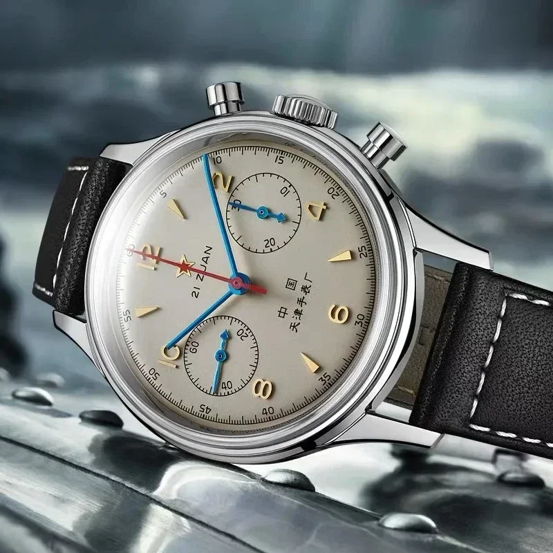 Men's watches 1963 pilot watch 42mm waterproof retro quartz chronograph ...